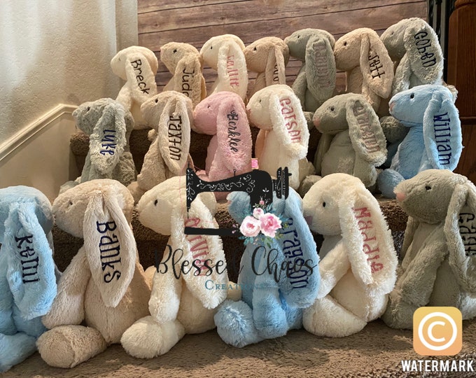 Personalized Easter Bunny • Embroidered Bunny • Custom Bunny With Name ...