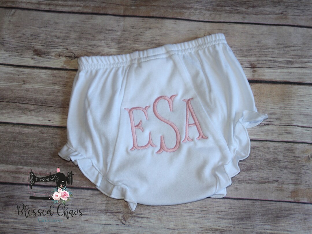 Baby Girl Monogrammed Bloomers, Monogram Diaper Cover, Embroidered ...