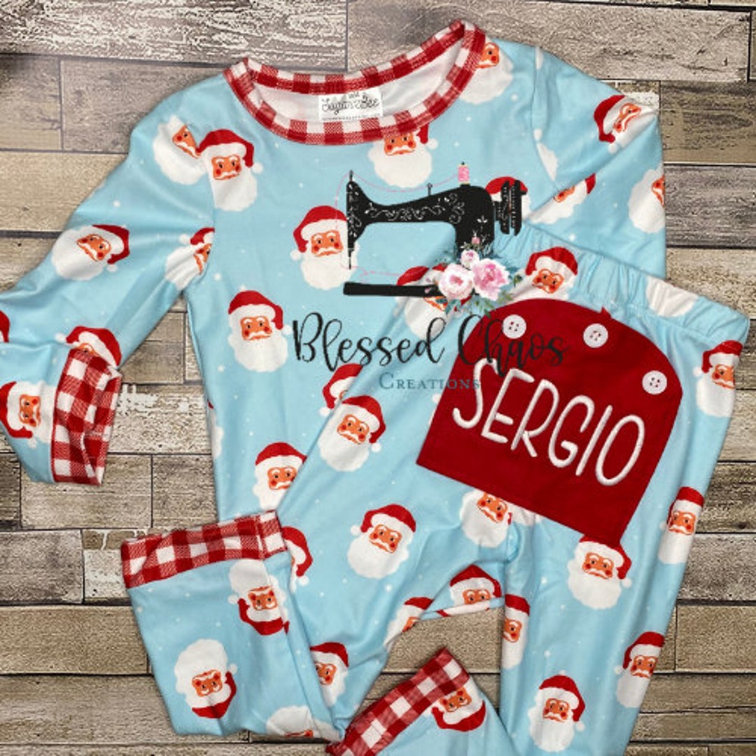 Kids Santa Buttflap Pajamas, Monogrammed Christmas Pajamas for Kids ...