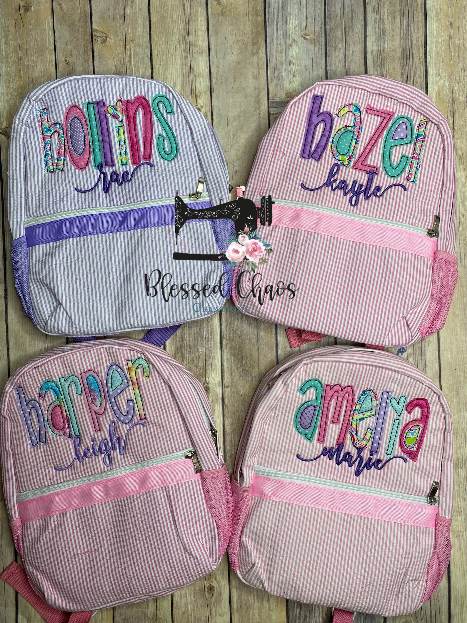 Kids Personalized Applique Backpack, Fabric Name Backpack, Daycare ...