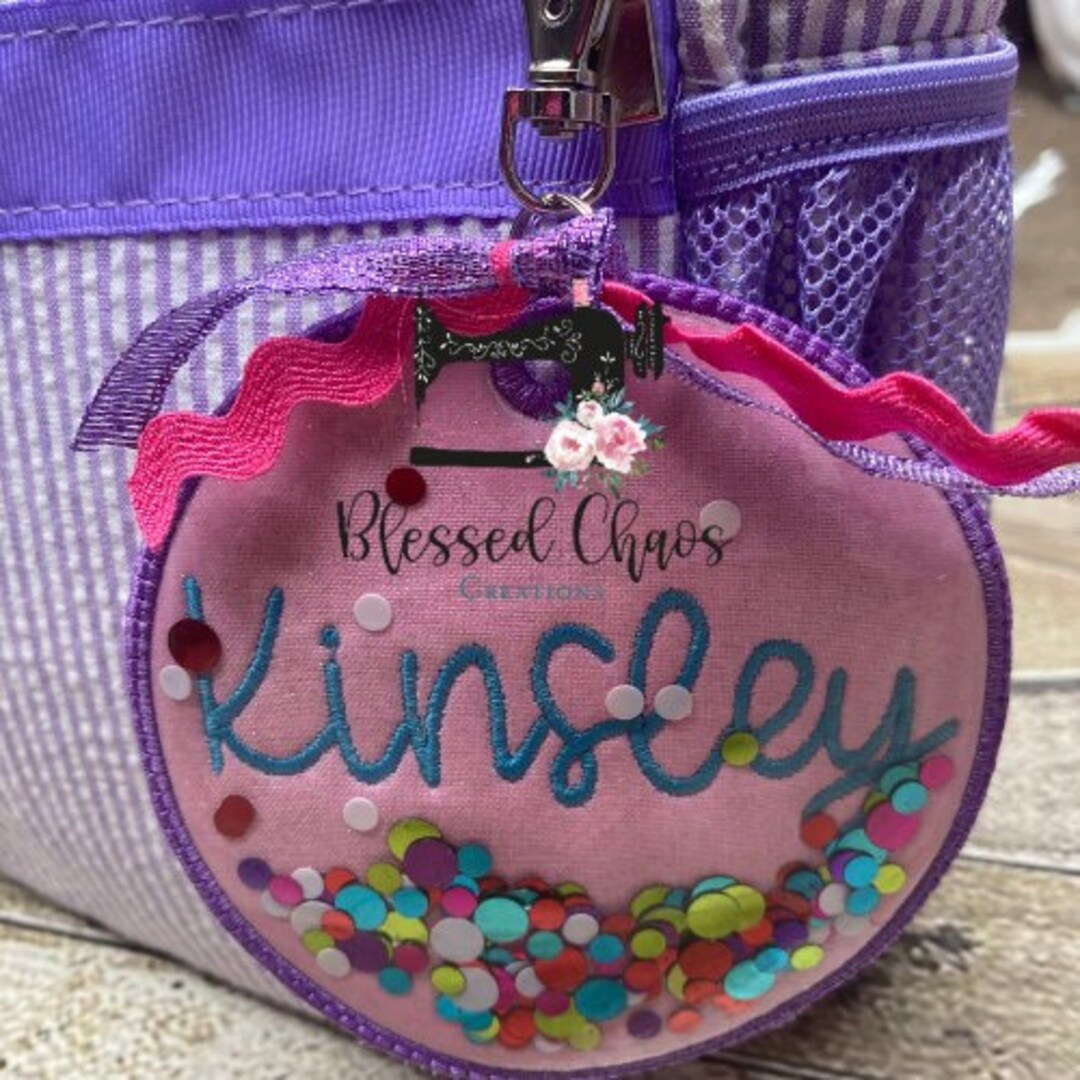 Personalized Confetti Glitter Bag Tag, Name Tag for Backpack or ...