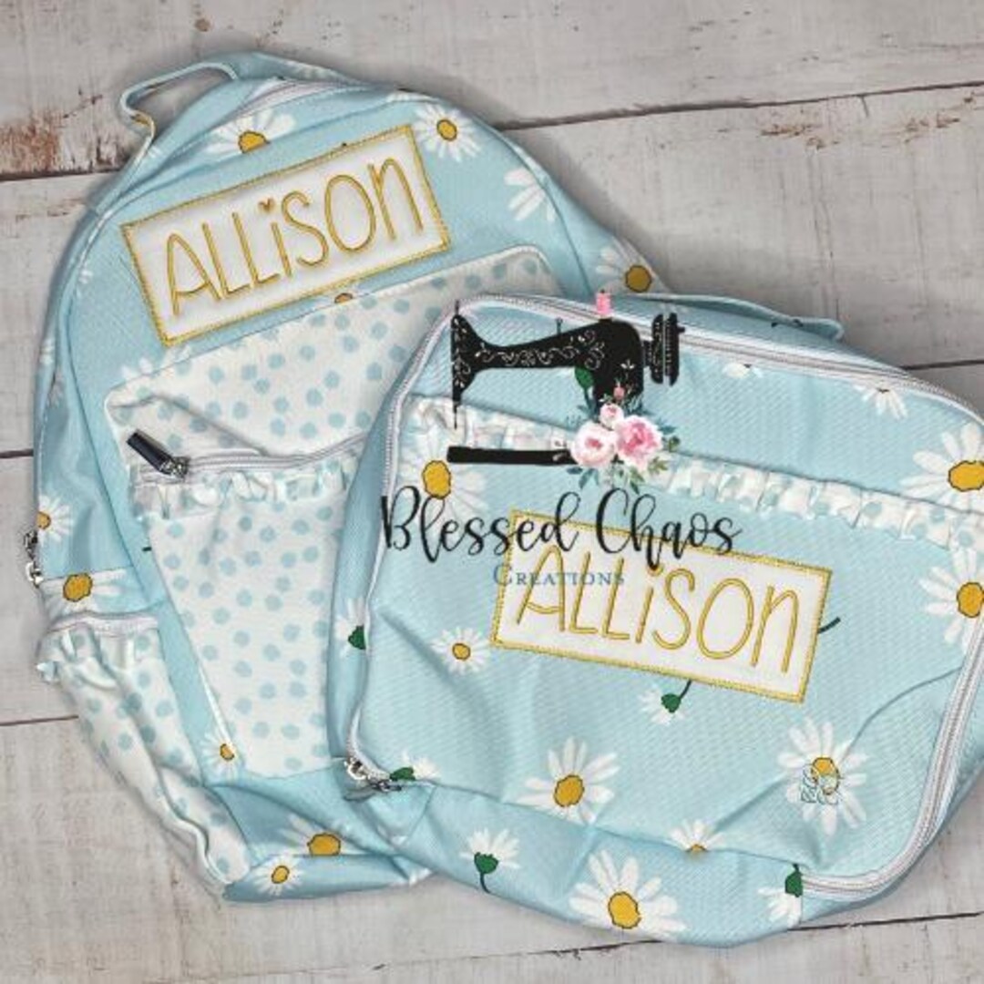 Kids Personalized Daisy Backpack and Lunchbox, Monogrammed Bookbag ...