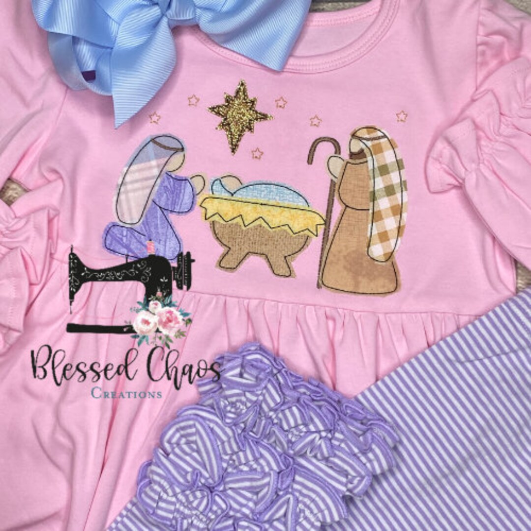 Personalized Nativity Appliqué Shirt, Tunic, Religious Christmas Shirt ...