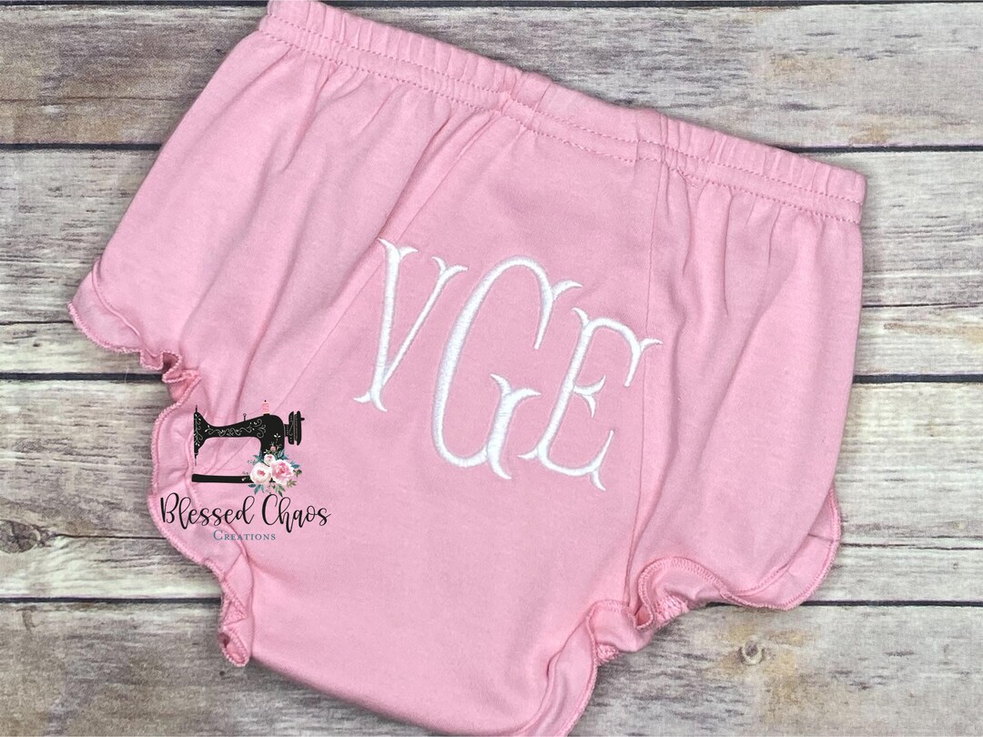 Baby Girl Monogrammed Bloomers, Monogram Diaper Cover, Embroidered ...