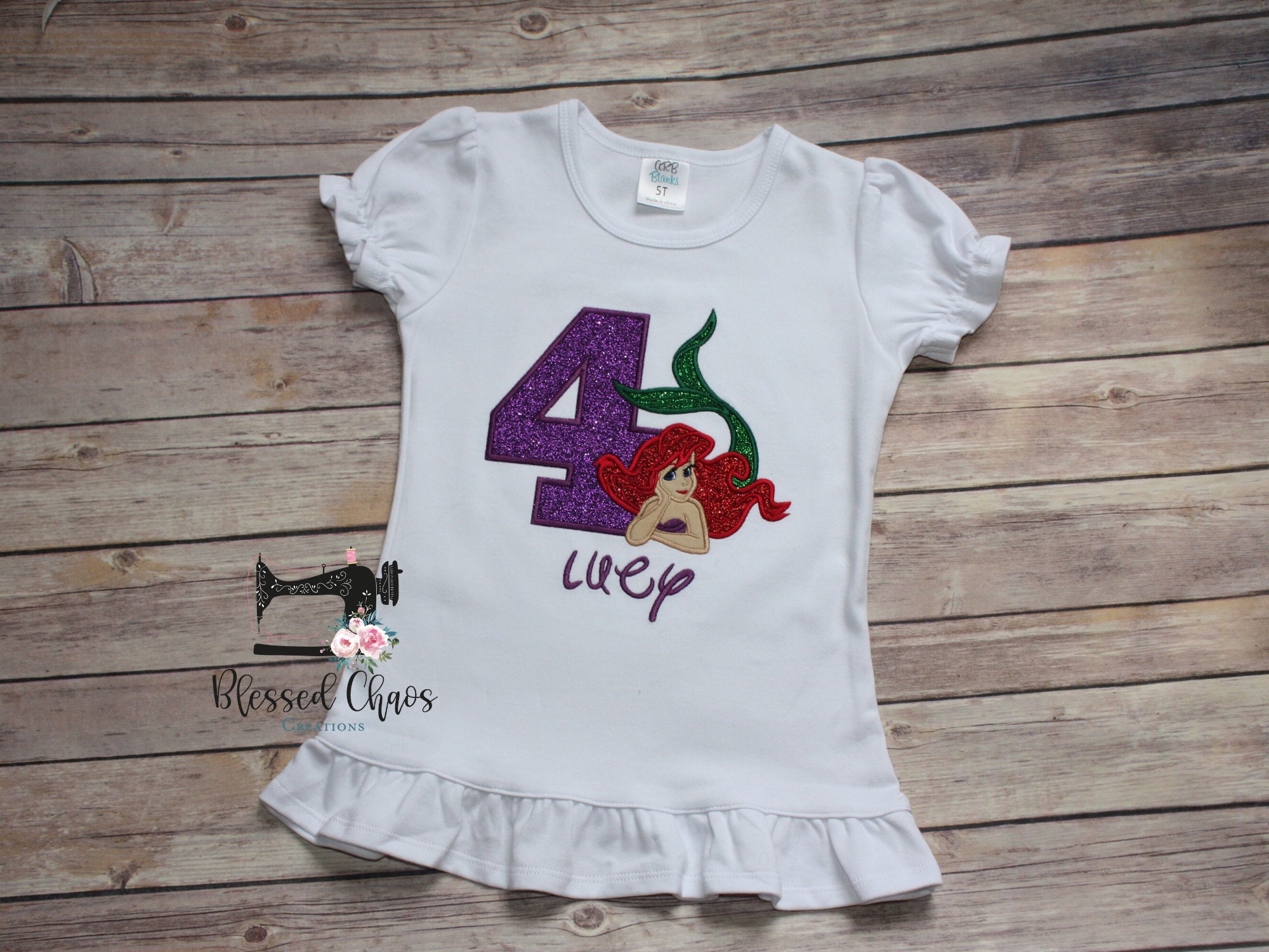 Girls Mermaid Shirt Mermaid Ariel Birthday Shirt Little | Etsy