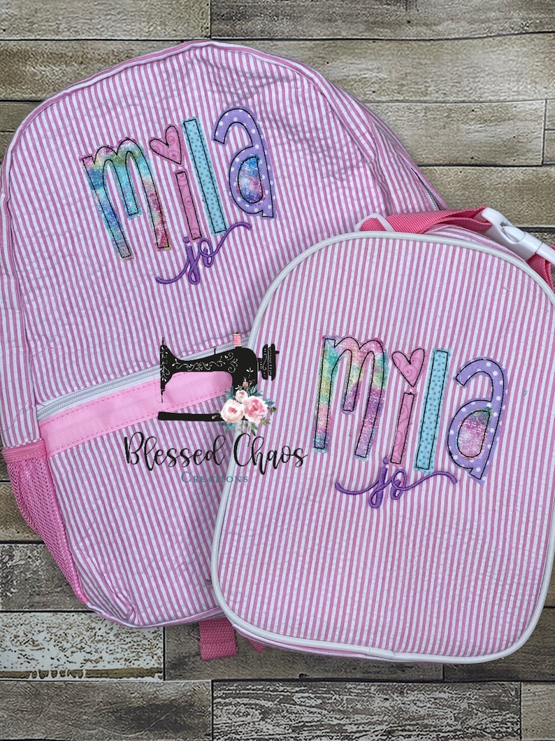 Kids Personalized Applique Backpack, Fabric Name Backpack, Daycare ...