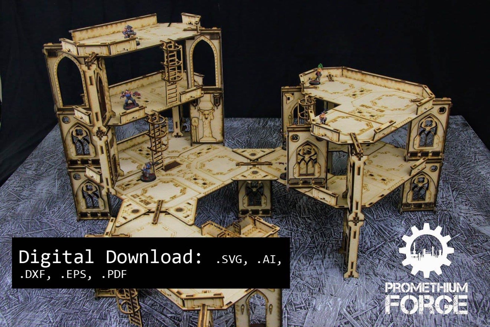 5" Tall Bulkhead Terrain Set - Digital Download for Laser Cutting (.svg ...