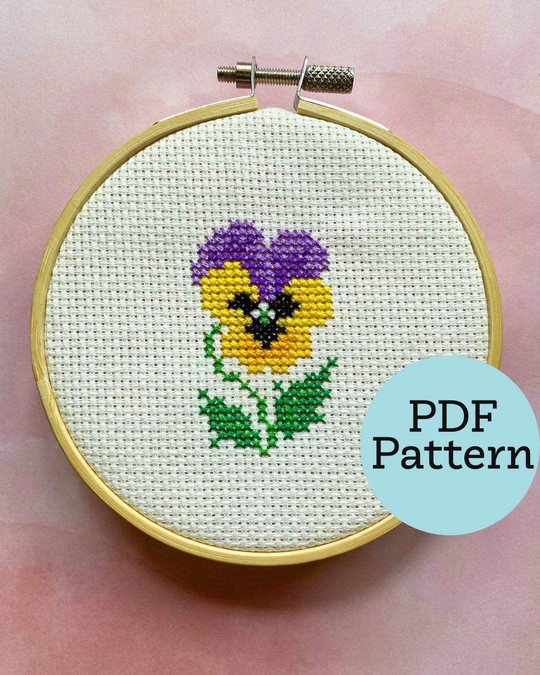 Pansy Cross Stitch Pattern, Instant Download PDF, Beginner Pattern - Etsy