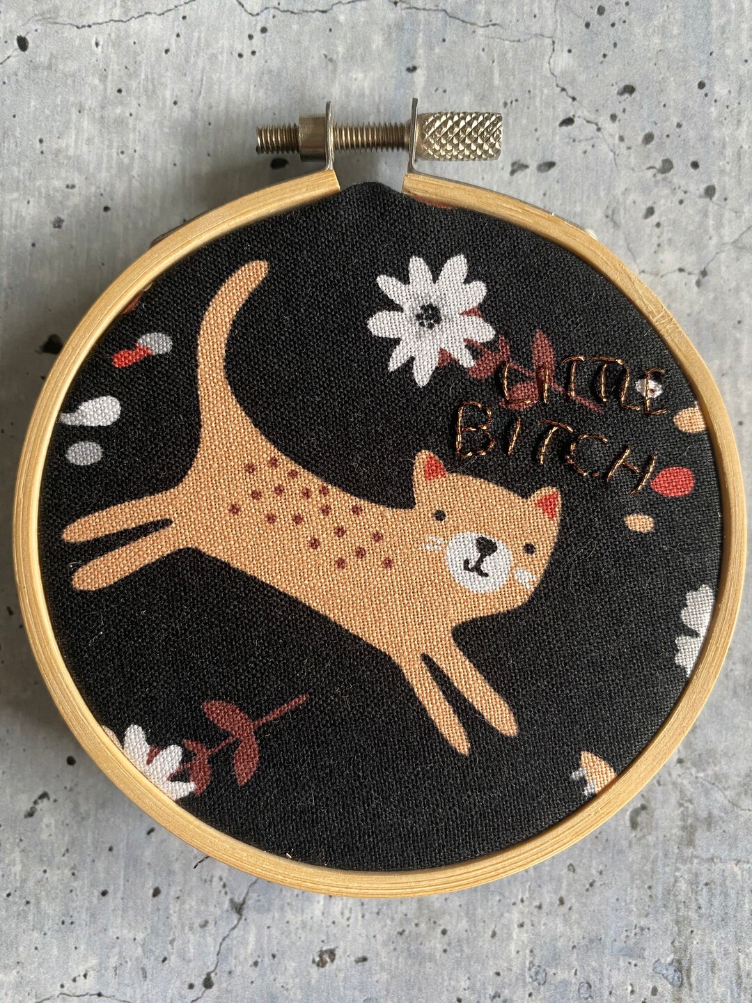 Swearing Cat Embroidery Hoop, Finished Wall Art, 3 Inch Hoop - Etsy