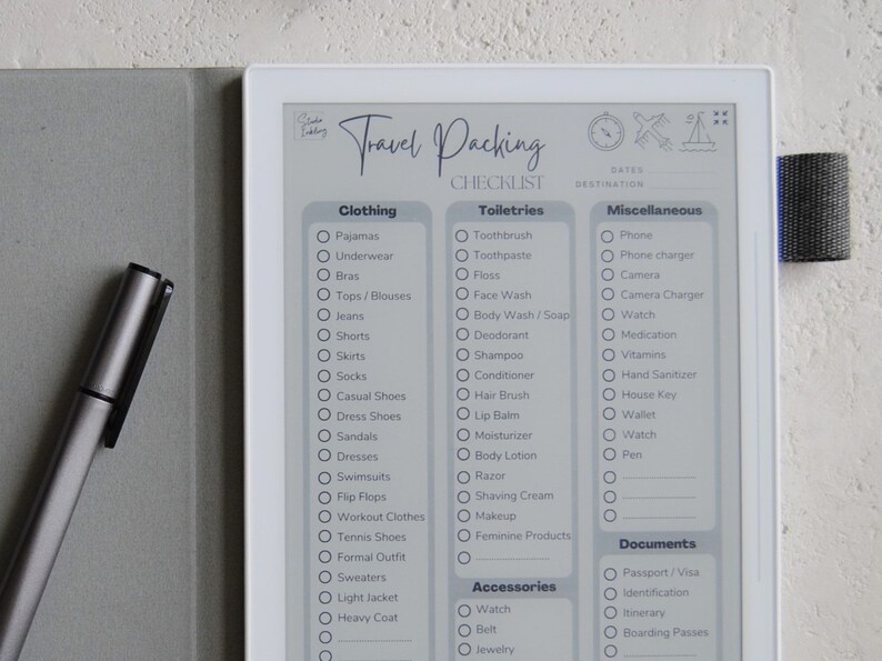 Supernote A5/A5X Packing Checklist, 2023, Supernote Templates ...