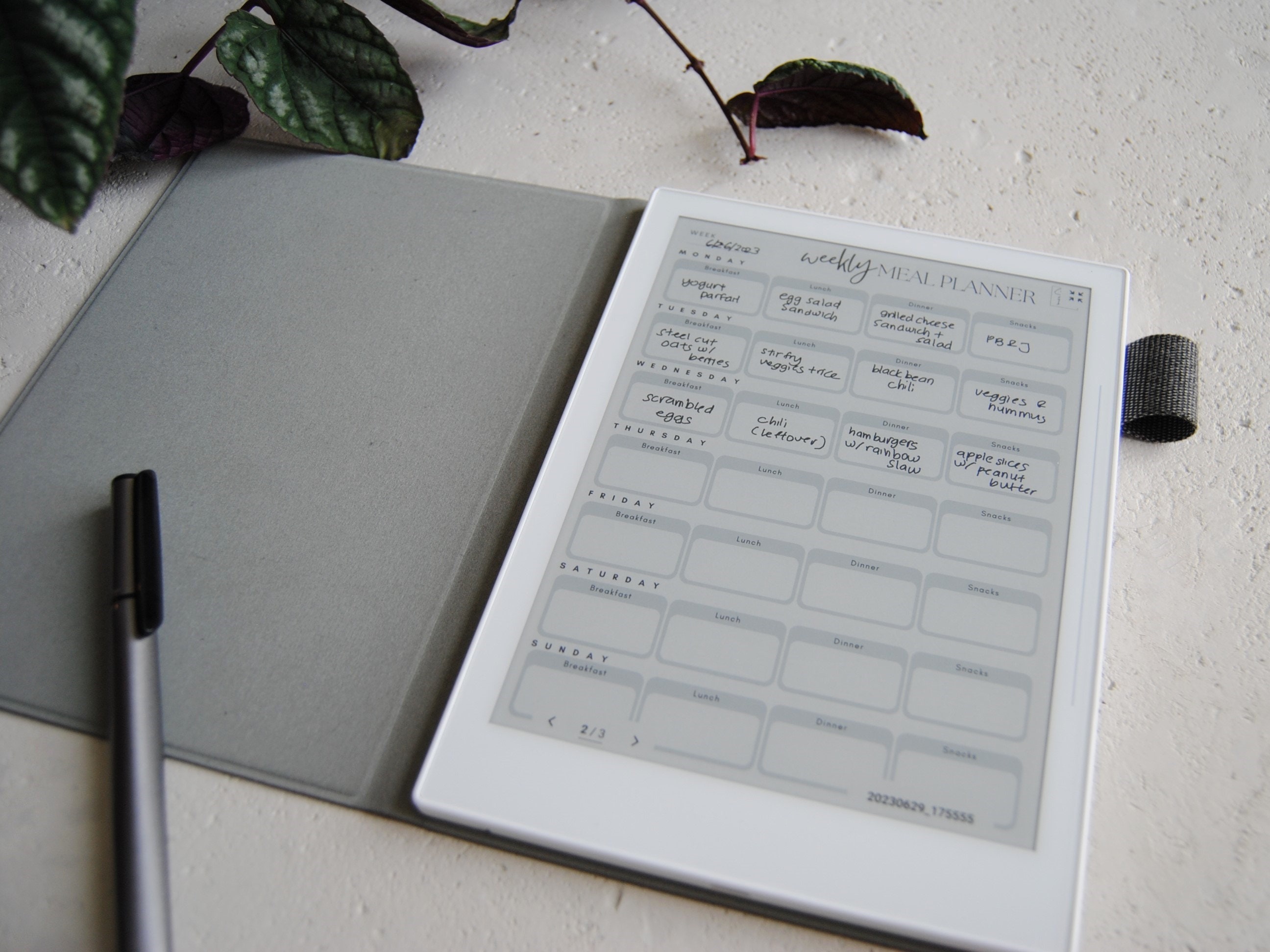 Supernote A5/A5X Weekly Meal Planner, 2023, Supernote Templates ...