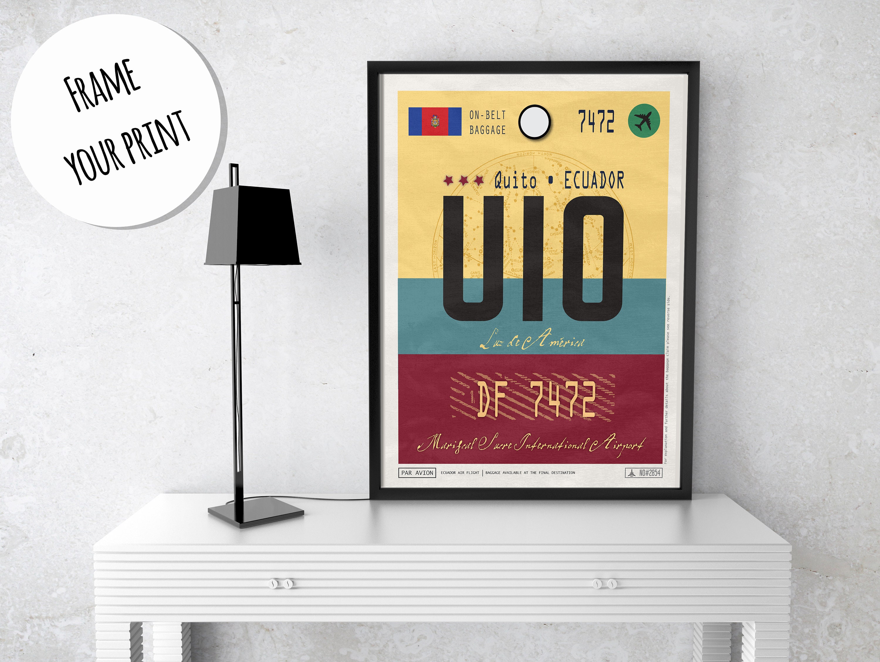 Quito Airport Tag Ecuador Travel Poster UIO Airport Code | Etsy