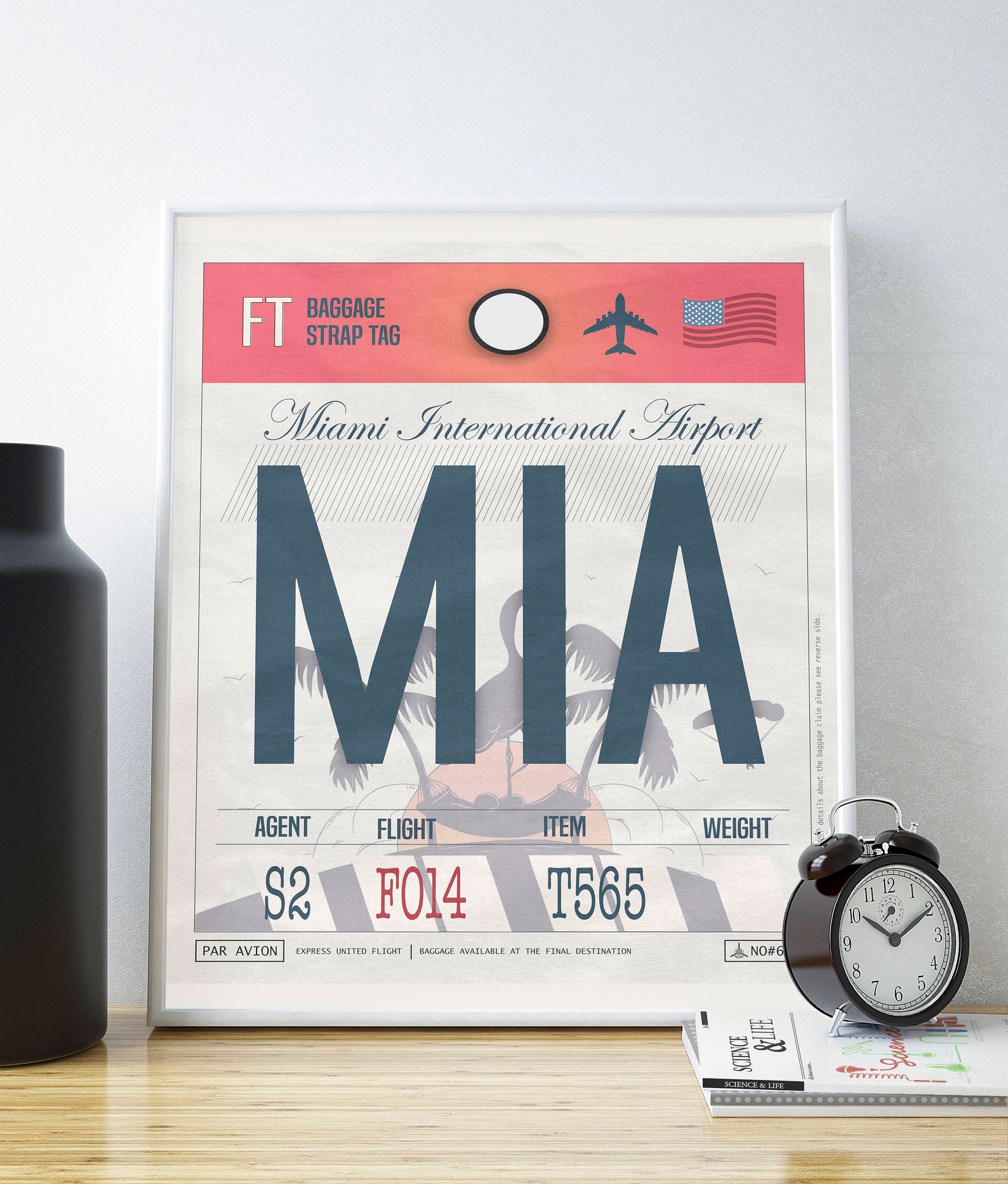 Miami Airport Tag USA Travel Poster Miami Vintage Luggage | Etsy