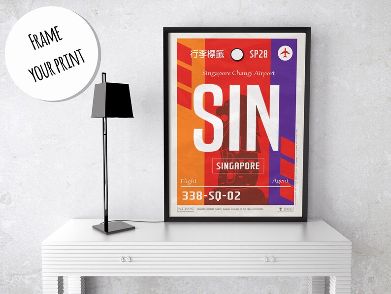 Singapore Airport Tag SIN Poster - Personalizable Travel Souvenir ...