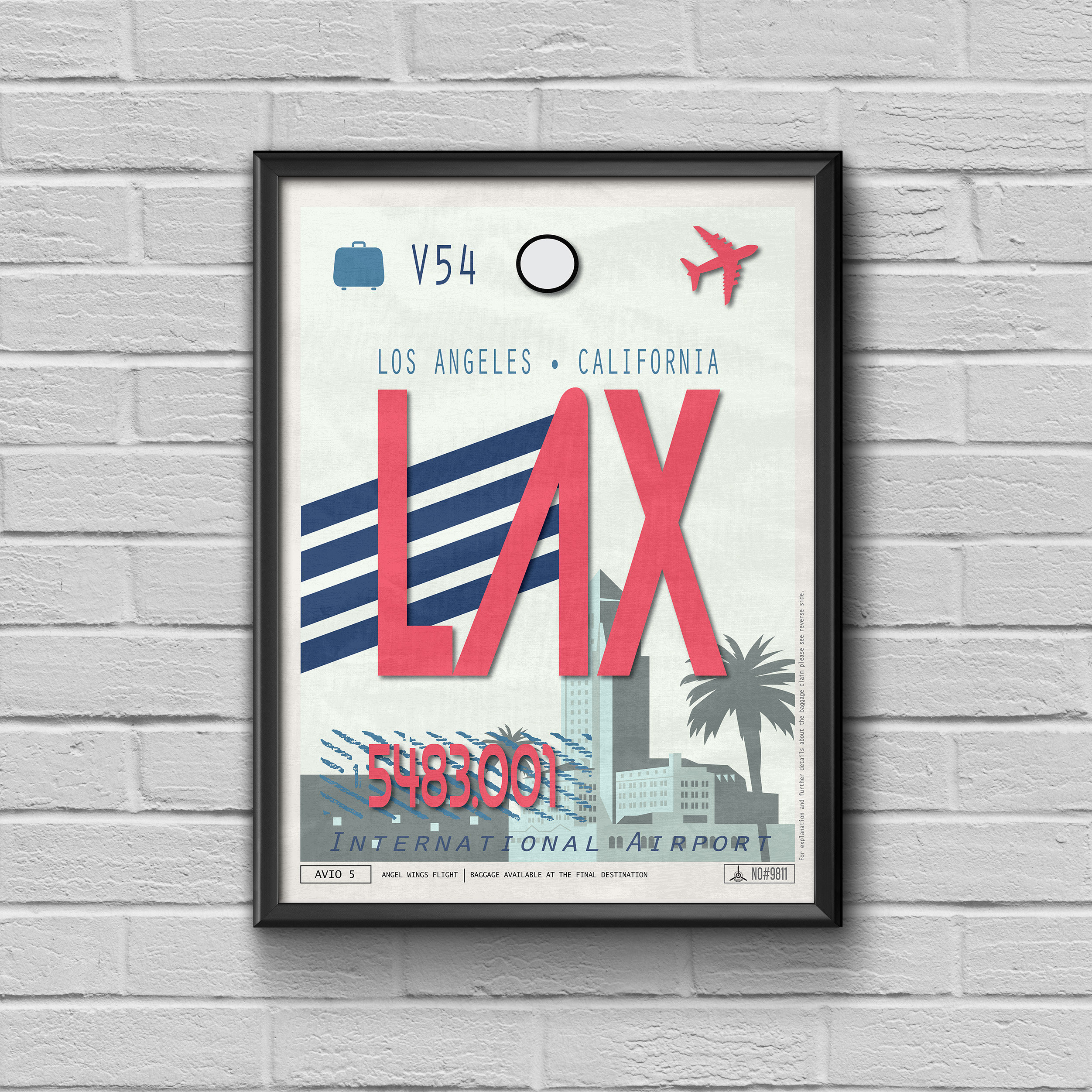 Los Angeles Airport Tag California Travel Poster LAX Airport | Etsy