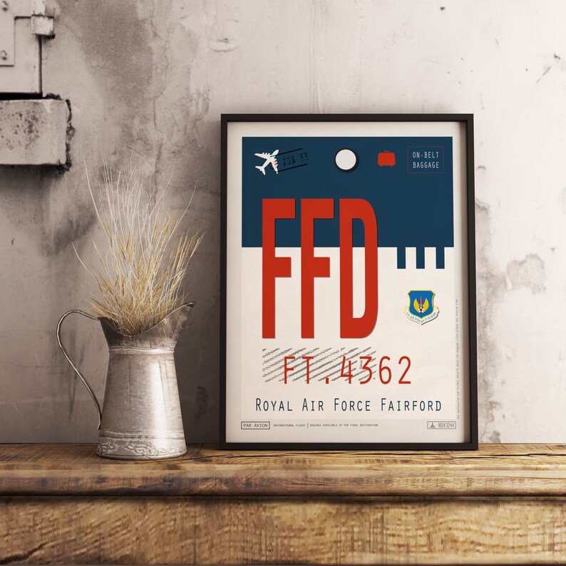 RAF Fairford Airport Tag Royal Air Force Travel Poster FFD - Etsy