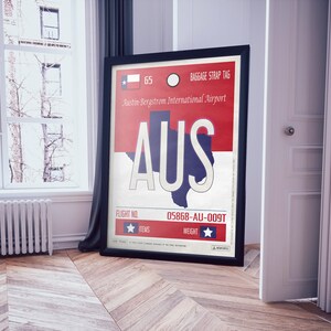 Austin Airport Tag, Texas Travel Poster, Vintage Luggage Tag, Texas ...
