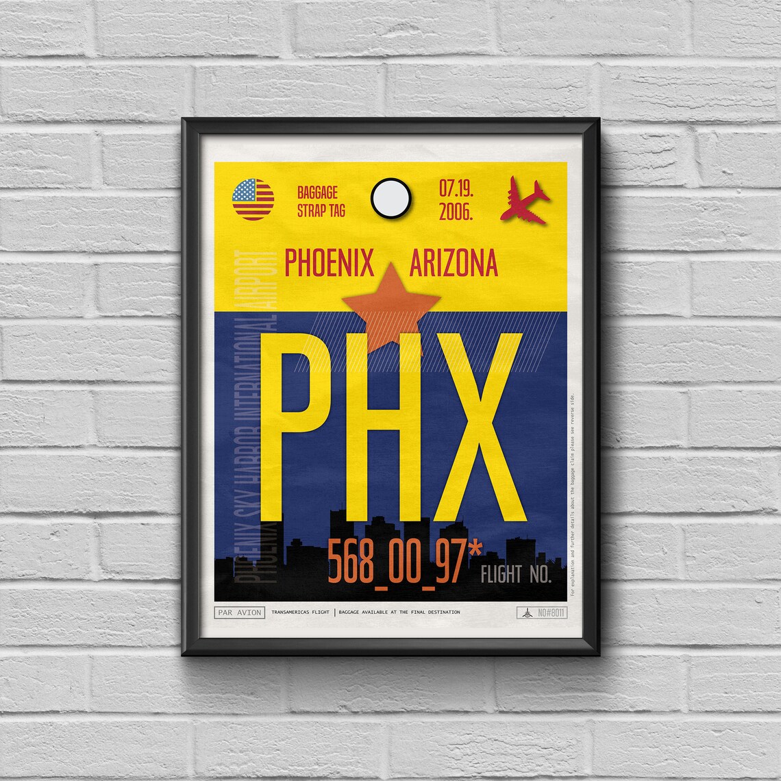 Phoenix Airport Tag Arizona Travel Poster Phoenix Luggage | Etsy