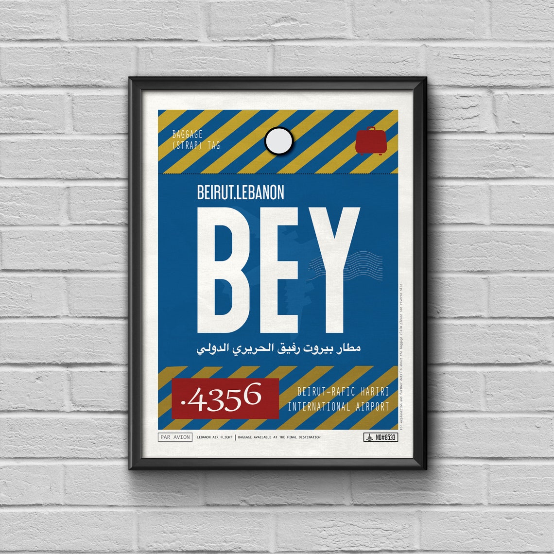 Beirut Airport Tag Lebanon Travel Poster BEY Airport Code - Etsy