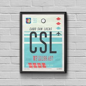 Cabo San Lucas Airport Tag, Mexico Travel Poster, CSL Airport Code ...