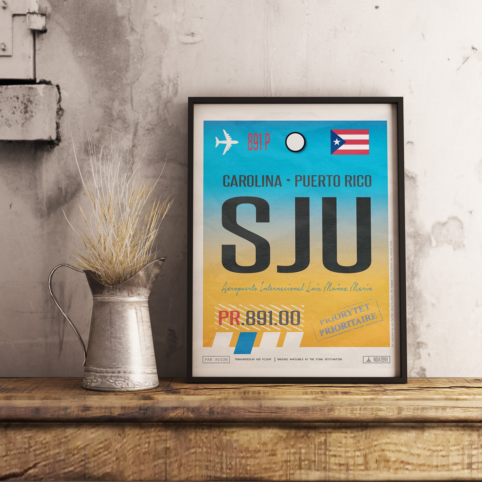 Puerto Rico Luggage Tag, Airport Tag Print, Puerto Rico Airport Code ...