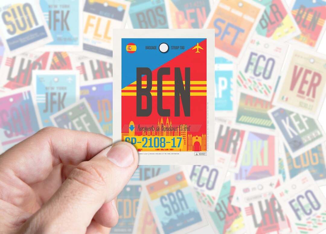 Barcelona Airport Sticker, BCN Tag, Spain Travel Souvenir, Barcelona ...