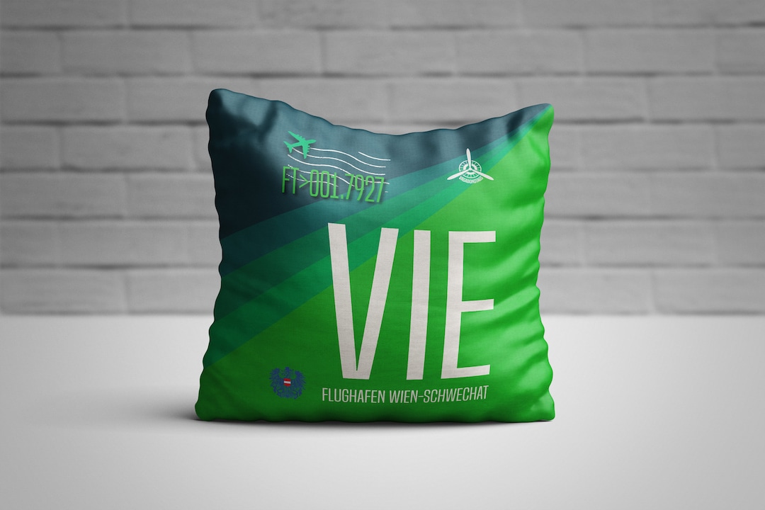 VIE Jeter oreiller, Vienne Airport Tag, VIE Airport Code Coussin ...