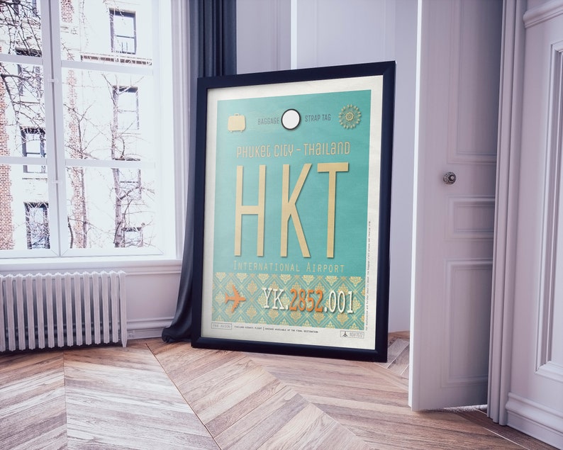 Phuket Airport Tag Thailand Travel Poster HKT Airport Code - Etsy