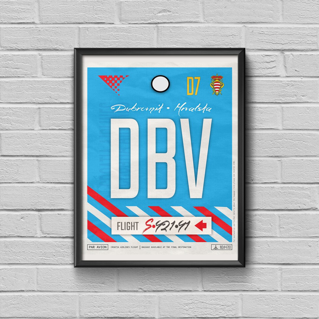 Dubrovnik Airport Tag, Croatia Travel Poster, Dubrovnik Luggage Tag ...