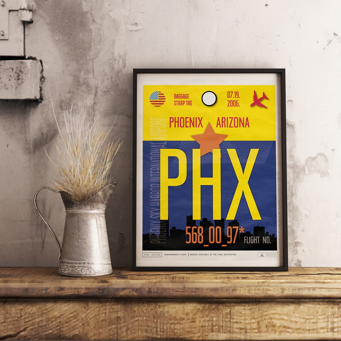 Phoenix Airport Tag Arizona Travel Poster Phoenix Luggage | Etsy