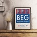 Belgrade Airport Tag Serbia Travel Poster BEG Airport Code - Etsy