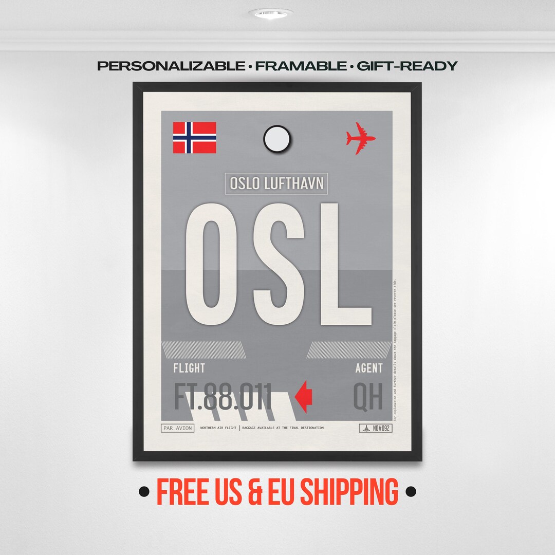 Vintage Oslo Airport Code Poster, OSL Norway Souvenir - Etsy