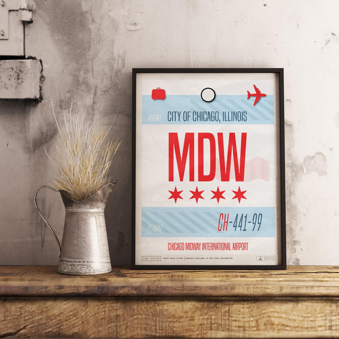 Chicago Airport Tag Midway MDW - Illinois Travel Souvenir, Custom ...