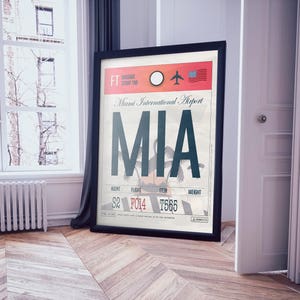 Miami Airport Tag, USA Travel Poster, Miami Vintage Luggage Tag, Miami ...