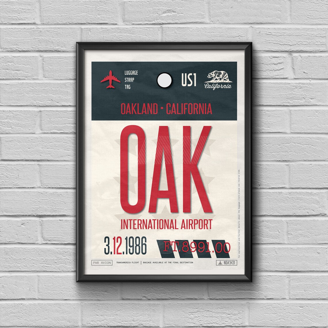 Oakland Airport Tag California Luggage Tag USA Travel | Etsy