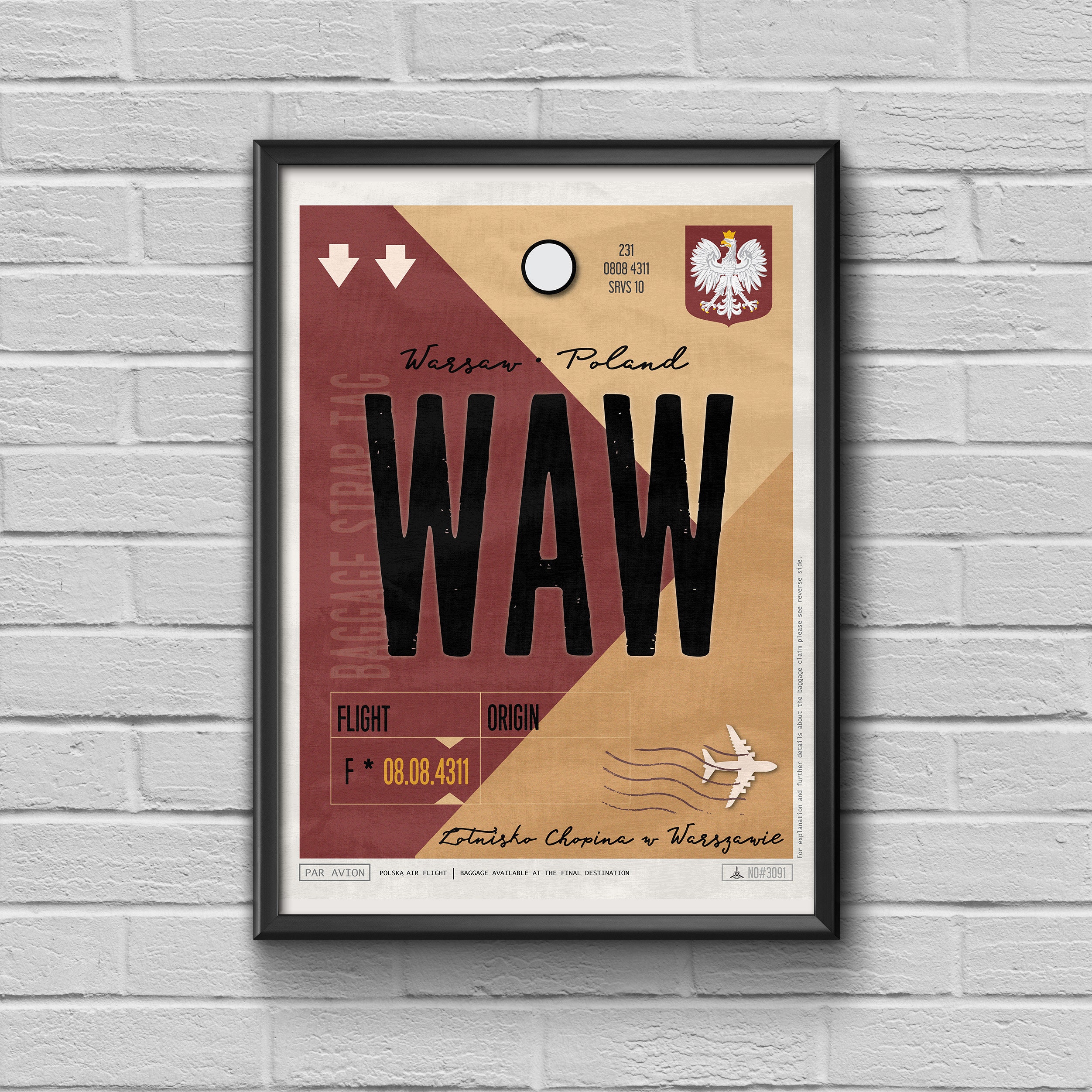 Warsaw Luggage Tag Poland Poster Warsaw Airport Tag Print - Etsy