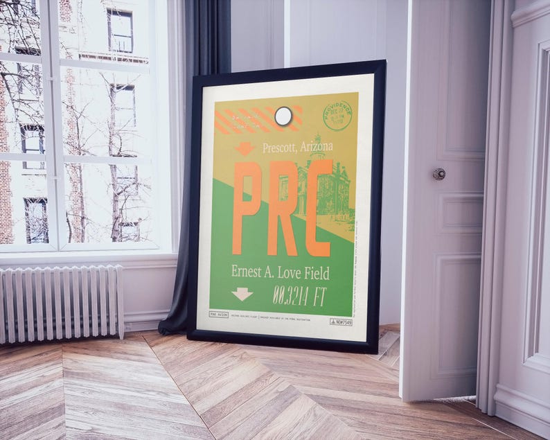 Vintage Prescott Arizona Travel Poster, PRC Airport Code Art - Etsy ...