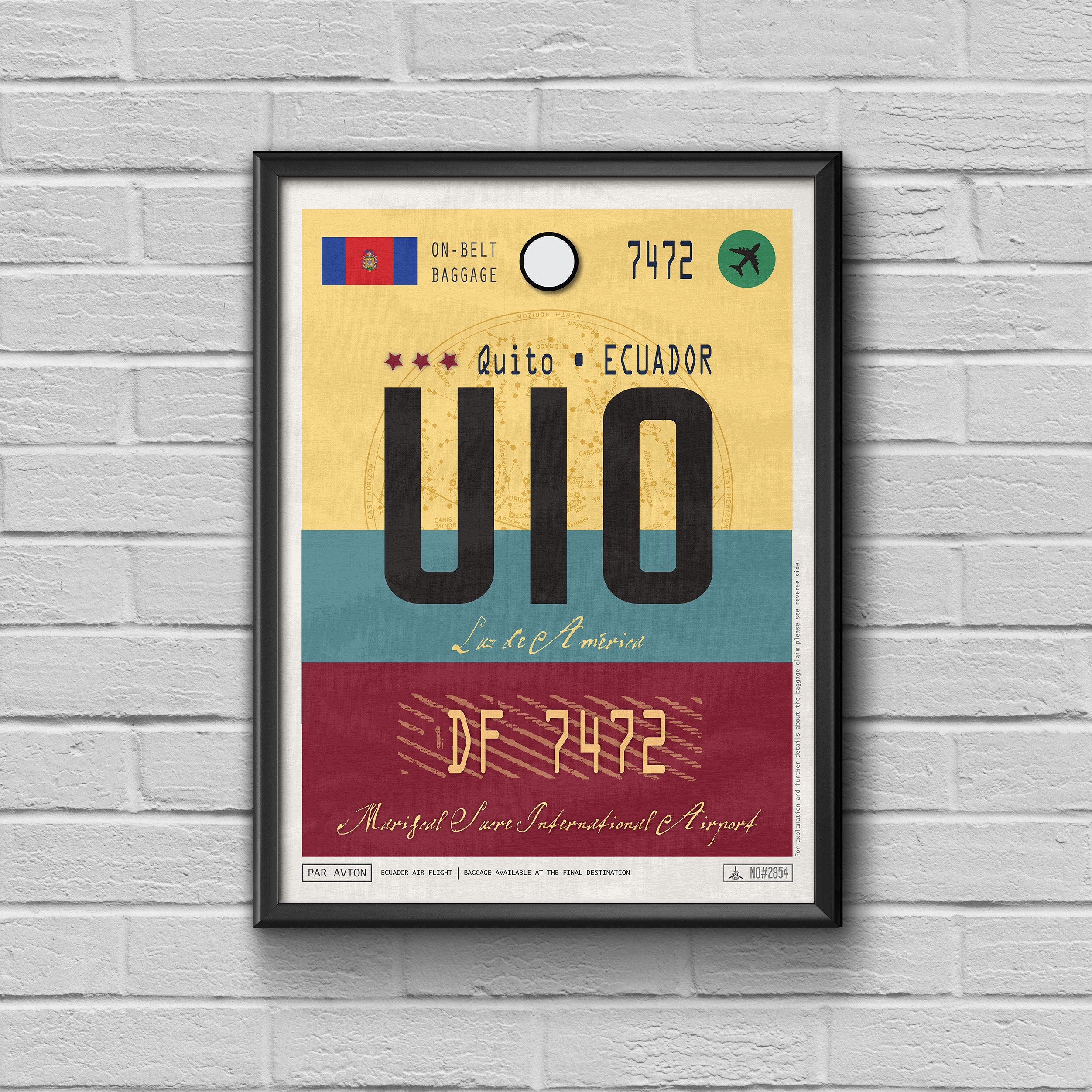 Quito Airport Tag Ecuador Travel Poster UIO Airport Code | Etsy