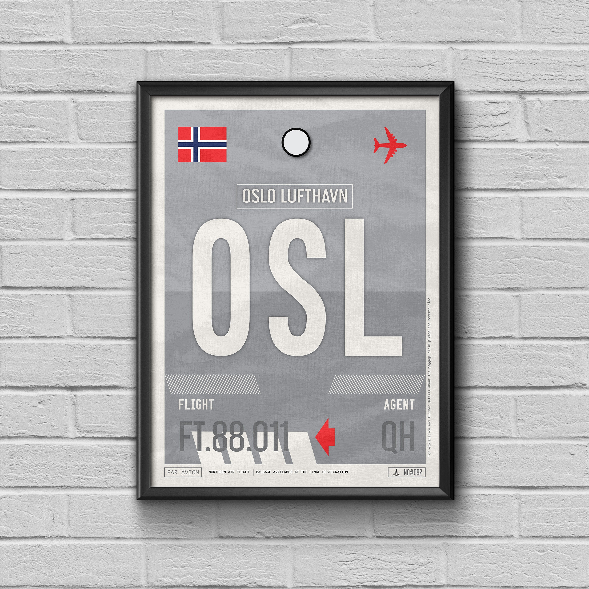 Oslo Airport Tag Norway Travel Poster OSL Airport Code - Etsy