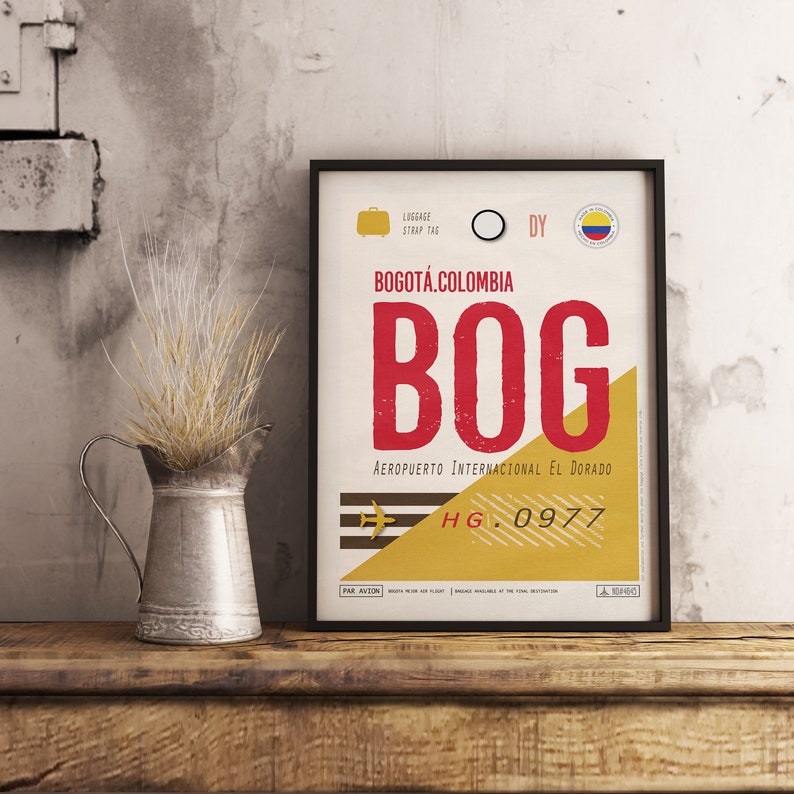 Bogota Airport Tag Colombia Travel Poster BOG Airport Code - Etsy