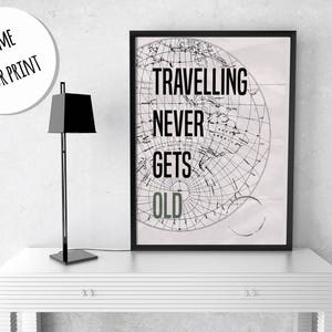 Travel Quote, Vintage Map Print, Quote Art Print, Travel Lover Gift ...