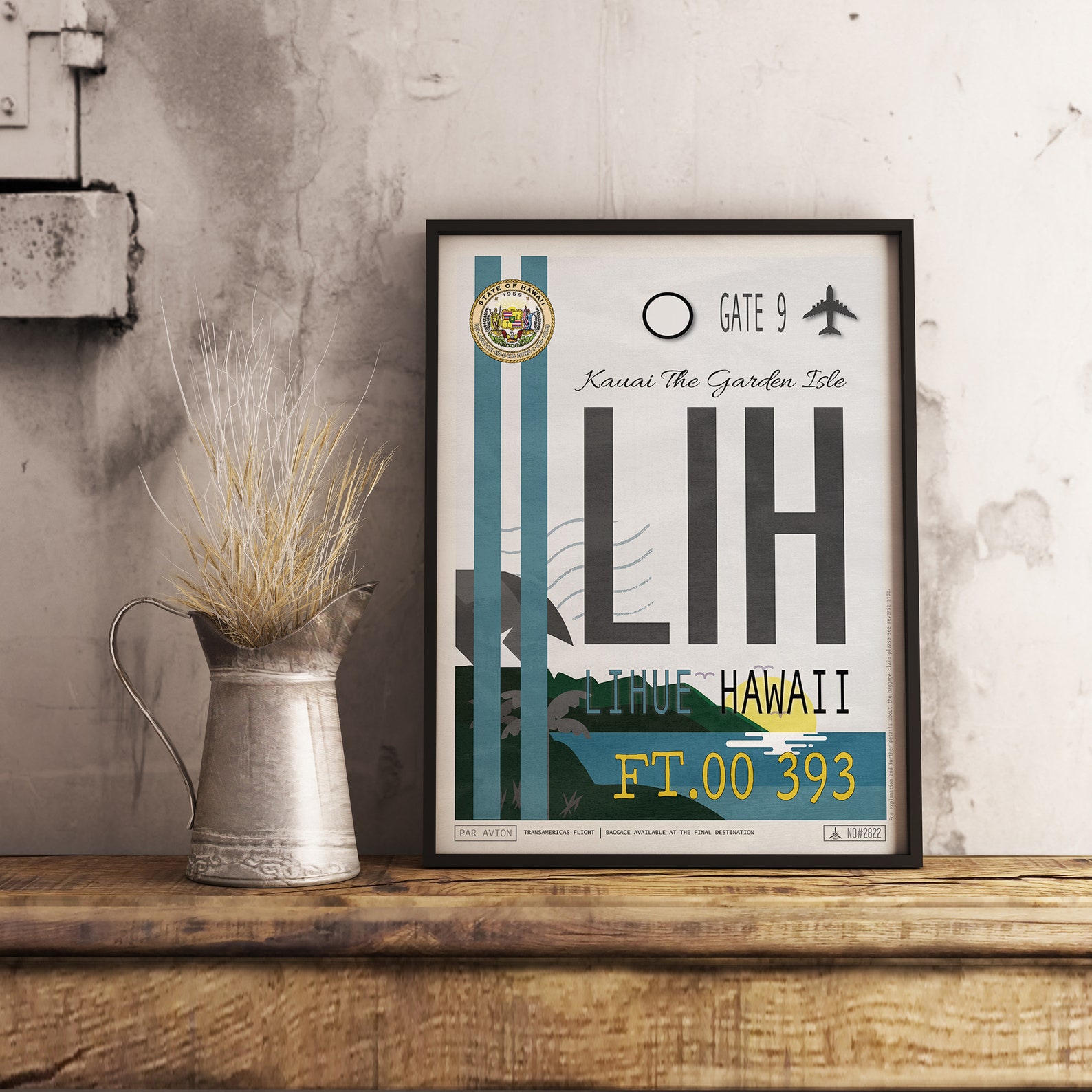 Lihue Airport Tag Hawaii Travel Poster LIH Airport Code - Etsy