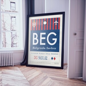 Belgrade Airport Tag, Serbia Travel Poster, BEG Airport Code, Serbia ...