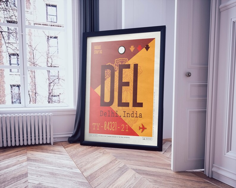 New Delhi Airport Tag India Travel Poster DEL Airport Code - Etsy