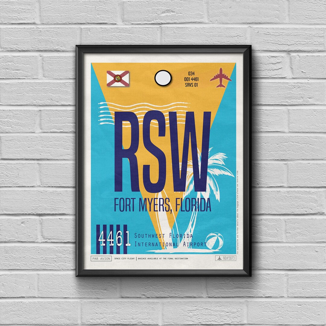 Fort Myers RSW Airport Code Poster, Florida Travel Souvenir - Etsy