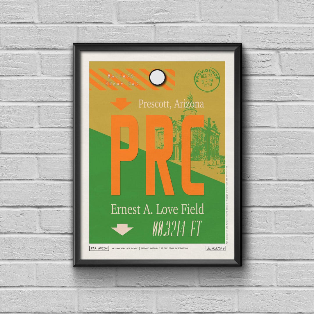 Vintage Prescott Arizona Travel Poster, PRC Airport Code Art - Etsy
