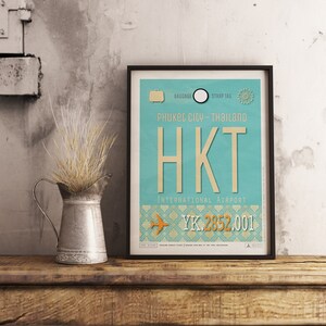 Phuket Airport Tag, Thailand Travel Poster, HKT Airport Code, Thai ...