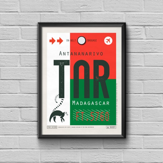 Antananarivo Airport Tag Madagascar Travel Poster TNR - Etsy
