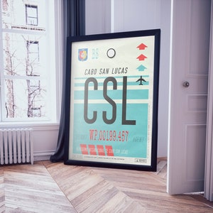 Cabo San Lucas Airport Tag, Mexico Travel Poster, CSL Airport Code ...