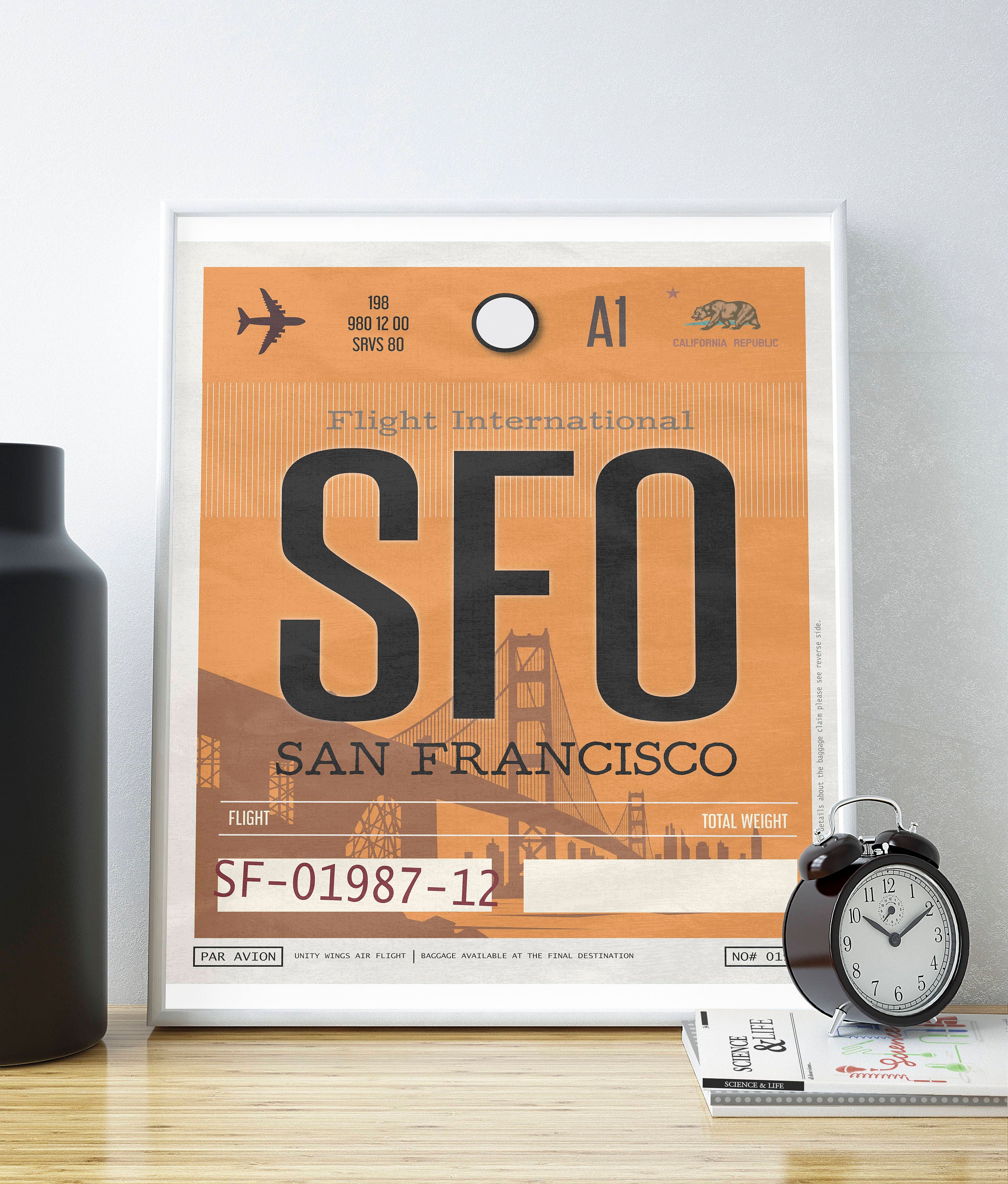 San Francisco Airport Tag USA Travel Poster Vintage Luggage - Etsy